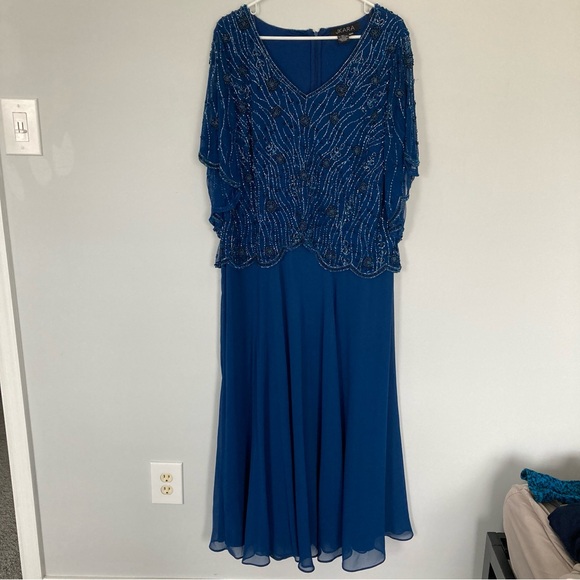 J Kara | Dresses | Jkara Blue Beaded Gown Mother Of Bride Mother Of ...